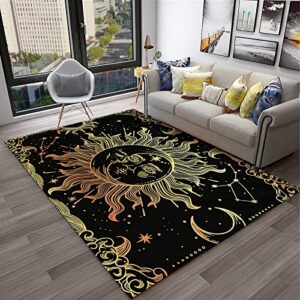 lggqqw sun and moon area rug psychedelic gold and black rug popular mystic carpet for home decor