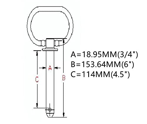 Hitch Accessories ,Head Towing Hitch Pin 3/4"X4.6" Red Handle Detent Pin,Draw Pin