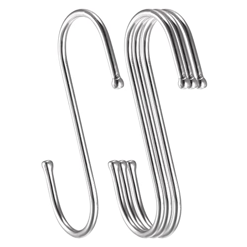 uxcell S Hooks 3.5 inch Stainless Steel Hanger for Hanging Kitchenware, Bathroom Supplies, Apparel, Silver Tone 4Pack