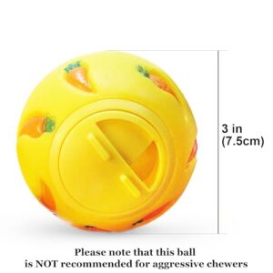 Meric Rabbit & Cat Feeding Ball, Food and Treat Dispenser, Slow Feeder for Bunnies, Physical and Mental Workout for Pets, Exercise Tool, Yellow, 3” (Diameter), 3 Pcs Per Pack 