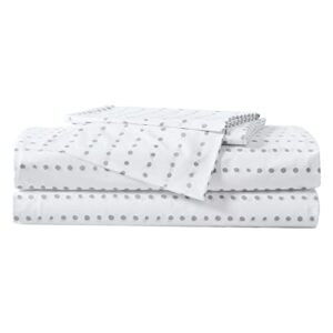 city scene - queen sheets, cotton percale bedding, crisp & cooling home decor (radius charcoal, queen)