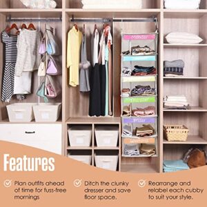 Houseables Kids Closet Organizers and Storage, Weekly Hanging Clothes Organizer, Daily Kid Outfit Organization, 6 Shelf, 39"x12"x12", White, Days of The Week Clothing System, Monday Through Friday