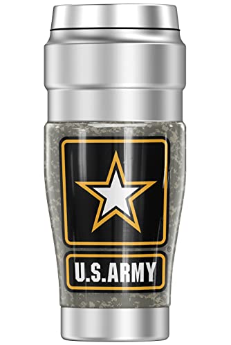 THERMOS Army OFFICIAL U.S. Army Logo On Camo STAINLESS KING Stainless Steel Travel Tumbler, Vacuum insulated & Double Wall, 16oz