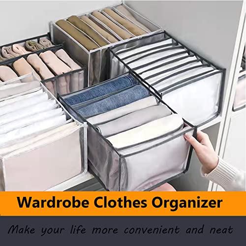 7 Grids Wardrobe Clothes Organizer, Extra Large Washable Folding Drawer Organizers, Closet Drawer Organizer, Mesh Clothes Storage Organizer for Pants Jeans T-shirt Legging Shirt