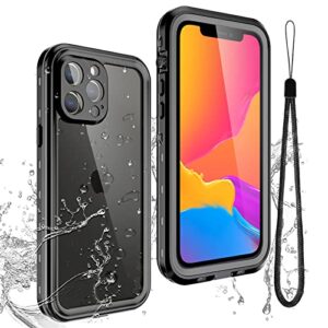 maxcury waterproof case for iphone 13 pro max, heavy duty shockproof case built in screen protector for men & women, full body protection apple cover for 13promax 6.7 inch phone (black)