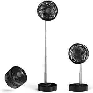 collapsible oscillating fan, rechargeable battery operated, max. 13h work time, strong & quiet, 180° pivot & 60° oscillating head, portable pedestal fan with extension rod for home office outdoor