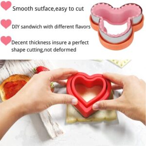 Crethinkaty Sandwich Cutters and Sealer for Kids - 5 Pieces - Mouse Sandwich Sealers and Unicorn Dinosaur Heart Stainless Steel Vegetable Cutters for Kids Boys & Girls