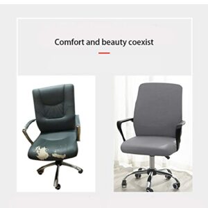 Chair Troupe Office Chair Computer Swivel Chair with Armrests Leather Seat Elastic Boss Chair Cover-Light Gray-S Code