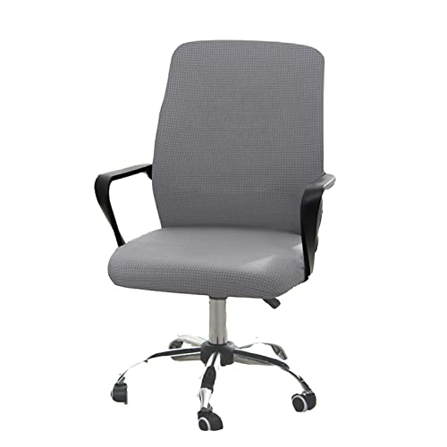 Chair Troupe Office Chair Computer Swivel Chair with Armrests Leather Seat Elastic Boss Chair Cover-Light Gray-S Code