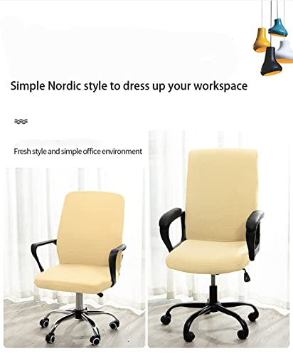 Chair Troupe Office Chair Computer Swivel Chair with Armrests Leather Seat Elastic Boss Chair Cover-Light Gray-S Code