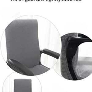 Chair Troupe Office Chair Computer Swivel Chair with Armrests Leather Seat Elastic Boss Chair Cover-Light Gray-S Code