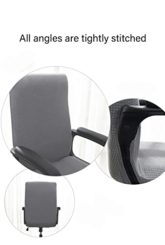 Chair Troupe Office Chair Computer Swivel Chair with Armrests Leather Seat Elastic Boss Chair Cover-Light Gray-S Code