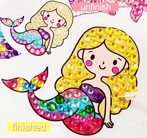 Svance 5D Diamond Art for Kids - 30Pcs Mermaid Diamond Painting Stickers Gem Art Diamond Painting Kits Diamond Paint by Numbers Arts and Crafts for Girls Ages 6-8-12