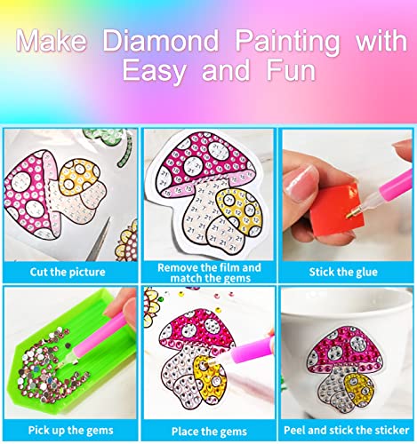 Svance 5D Diamond Art for Kids - 30Pcs Mermaid Diamond Painting Stickers Gem Art Diamond Painting Kits Diamond Paint by Numbers Arts and Crafts for Girls Ages 6-8-12