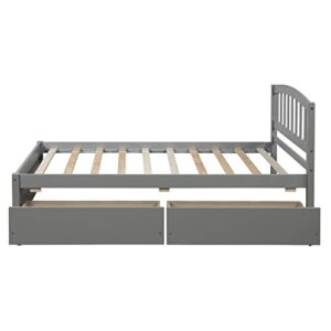 Twin Bed with Drawers,Wood Bed Frame with Headboard and Footboard Wood Platform Captain Beds for Boys, Girls, Kids, Teens and Adults, Gray