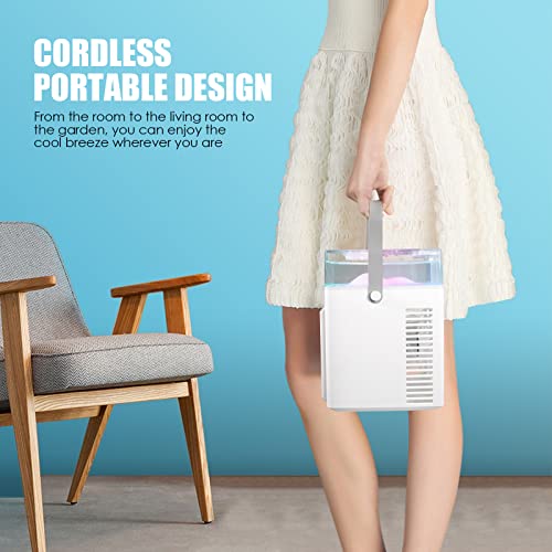 Portable Air Conditioners Fan with 2 Timers, Portable Air Conditioner, 25 OZ Evaporative Air Cooler, 3 Speeds Personal Space Cooler Humidifier, Small Portable AC Desk Spray Fan for Home Office Room