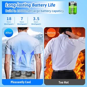 4-IN-1 𝐖𝐚𝐢𝐬𝐭 𝐅𝐚𝐧 - Upgraded 3 Speeds Strong Airflow 10000mAh Portable Cooling Fan Rechargeable Wearable Personal Clip on Shirt Belt for Outdoor, Jobsite, Farms, Traveling, Fishing, Camping