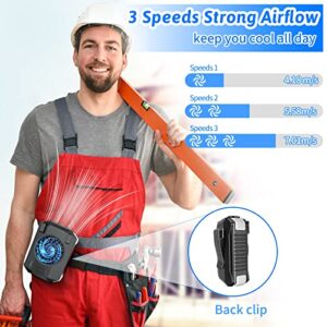 4-IN-1 𝐖𝐚𝐢𝐬𝐭 𝐅𝐚𝐧 - Upgraded 3 Speeds Strong Airflow 10000mAh Portable Cooling Fan Rechargeable Wearable Personal Clip on Shirt Belt for Outdoor, Jobsite, Farms, Traveling, Fishing, Camping