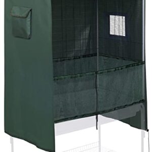 FRANK PRESSIE XL Durable Bird Cage Cover Waterproof Breathable Thick Blackout for Large Birdcage Good Night for Parrots Parakeets with Seed Catcher Included, Dark Green