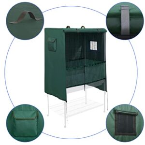 FRANK PRESSIE XL Durable Bird Cage Cover Waterproof Breathable Thick Blackout for Large Birdcage Good Night for Parrots Parakeets with Seed Catcher Included, Dark Green