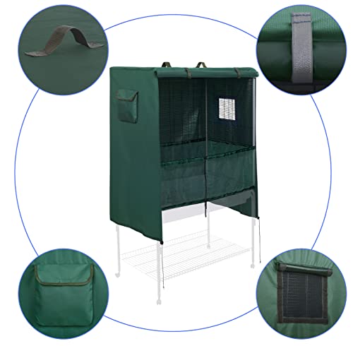 FRANK PRESSIE XL Durable Bird Cage Cover Waterproof Breathable Thick Blackout for Large Birdcage Good Night for Parrots Parakeets with Seed Catcher Included, Dark Green