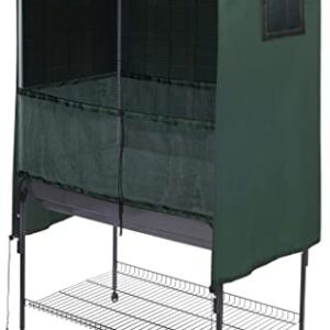 FRANK PRESSIE XL Durable Bird Cage Cover Waterproof Breathable Thick Blackout for Large Birdcage Good Night for Parrots Parakeets with Seed Catcher Included, Dark Green