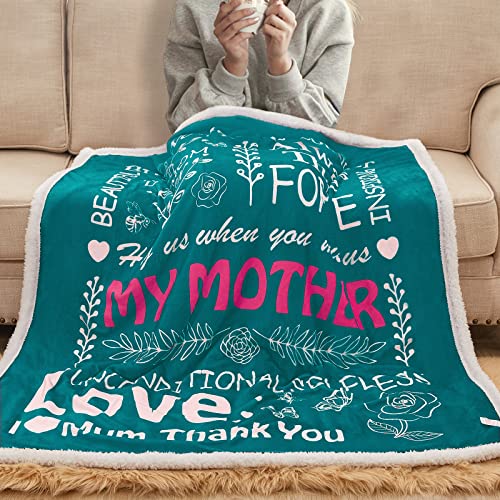 Mothers Day Blanket Gifts for Mom Blanket - I Love You Mom Blanket - Warm Gifts for Mom Gifts from Daughter Son Super Soft Throw Blanket Cozy Blanket 50" x 60" （Teal）