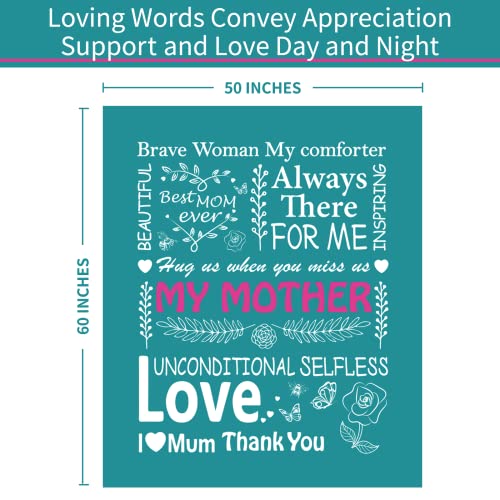 Mothers Day Blanket Gifts for Mom Blanket - I Love You Mom Blanket - Warm Gifts for Mom Gifts from Daughter Son Super Soft Throw Blanket Cozy Blanket 50" x 60" （Teal）