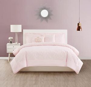 juicy couture – comforter set, dovona design bed sheets, queen bedding, 5 piece set includes 1 comforter, 2 shams and 2 decorative pillows, wrinkle resistant and anti pilling,pink blush