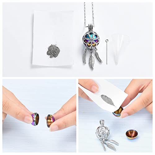 Imrsanl 2pcs Set Cremation Urn Pendant Necklace with Hollow Cylinder Vial Keepsake Dream Catcher Urn Cremation Jewelry Memorial Lockets for Ashes for Women Men - Colorful