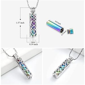 Imrsanl 2pcs Set Cremation Urn Pendant Necklace with Hollow Cylinder Vial Keepsake Dream Catcher Urn Cremation Jewelry Memorial Lockets for Ashes for Women Men - Colorful