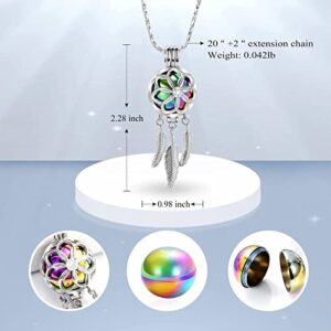 Imrsanl 2pcs Set Cremation Urn Pendant Necklace with Hollow Cylinder Vial Keepsake Dream Catcher Urn Cremation Jewelry Memorial Lockets for Ashes for Women Men - Colorful