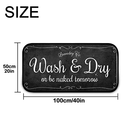 Laundry Room Long Mat Area Rug Non-Slip Floor Mat Waterproof Farmhouse Carpet for Kitchen 40" x 20"(Black-2)