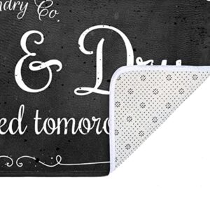 Laundry Room Long Mat Area Rug Non-Slip Floor Mat Waterproof Farmhouse Carpet for Kitchen 40" x 20"(Black-2)