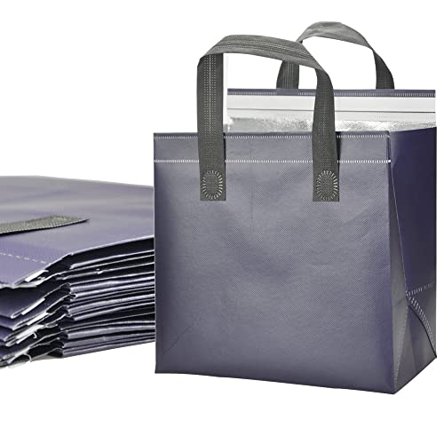 Insulated Take Away Bags,Thermal Insulation Food Bag for Coffee,Milky Tea,Take-away Dinner,Fresh Seafood,Cold or Warm Food drive for Restaurant,Retail Store or Picnic/BBQ (Blue / 12-Pack)