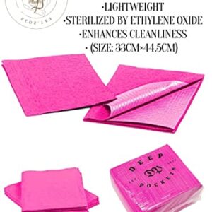 Disposable Waterproof Dental Bibs/Towels, 13" x 18" (Pack of 100) - Waffle Embossed -3 Ply Tissue - Poly Back Dental Bib to Prevent Leak Through - Dental Consumables (Fuchsia Hot Pink)-Table Covers