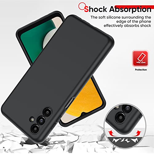 LeYi for Samsung Galaxy A13 5G Case: A13 5G Case with 2 Pack Tempered Glass Screen Protector for Women Men, Liquid Silicone Slim Silky-Soft Protective Phone Case for Samsung A13, Black