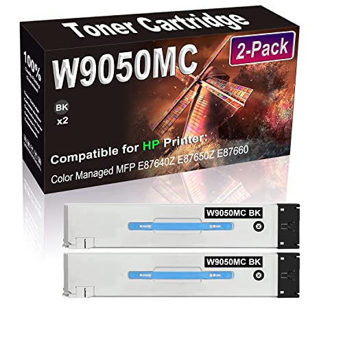 2-Pack (Black) Compatible E87640Z W9050MC Toner Cartridge (High Yield) to Used for HP Color Managed MFP E87640Z E87650Z E87660 Printer