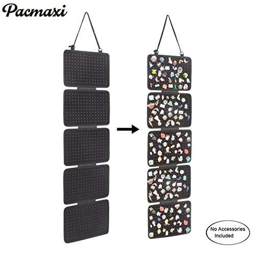 Enamel Lapel Pin Display Panels Organizer with 5 Loose-Leaf Board Pieces, Hanging Brooch Pin Organizer, Badge Collection Display Pages Holds at Least 200 Pins.(Pins Not Included) (Black)