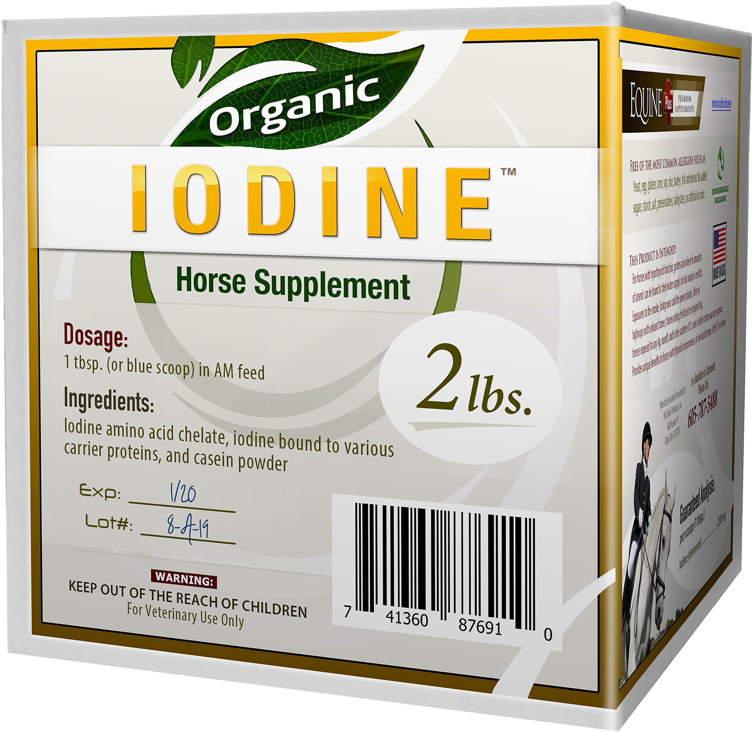 Organic Iodine 2 lbs. - Nutritional Supplement for Horses, Animals - w/ 18 Amino Acids