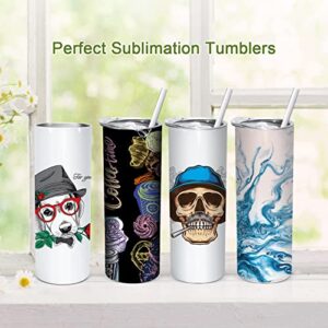 AGH 25 Pack 20 oz Sublimation Tumblers Skinny Straight Blanks Bulk with Plastic Straw and Splash-Proof Lid, Stainless Steel Vacuum Insulated for Thermos Coffee Travel Mug