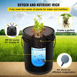 VEVOR 4 Buckets DWC Hydroponic System, 5 Gallon, Deep Culture, Plants Grow Kit with Pump, Air Stone and Water Level Device, for Indoor/Outdoor Leafy Vegetables, Black