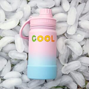 CHILLOUT LIFE 12 oz Kids Insulated Water Bottle for School with Leakproof Spout Lid and Cute Waterproof Stickers, Personalized Stainless Steel Thermos Flask Metal Water Bottle For Girls & Boys