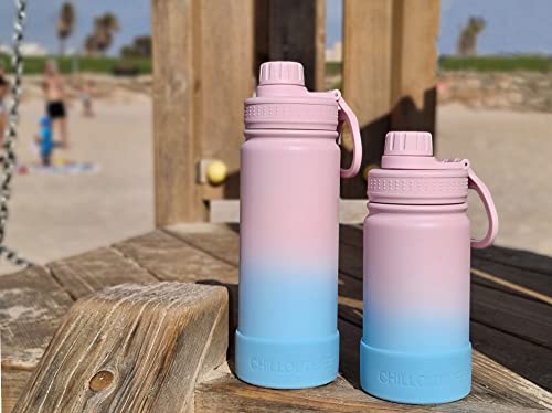 CHILLOUT LIFE 12 oz Kids Insulated Water Bottle for School with Leakproof Spout Lid and Cute Waterproof Stickers, Personalized Stainless Steel Thermos Flask Metal Water Bottle For Girls & Boys