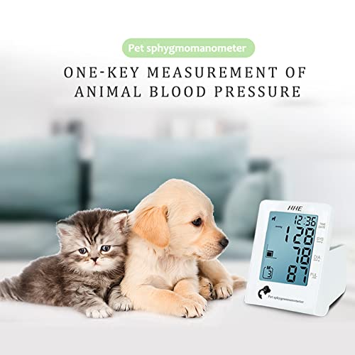 HHE Electronic Vet Use SphygmomanometerAutomatic Animal Vet Use Blood Pressure Monitor Tonometer 5 Cuffs Cat/Dog/Horse/Hamster (White)