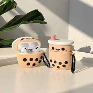 Boba AirPod 3 Case Cute Cover with Keychain,AirPods 3rd Generation Case, Pink Bubble Boba Tea AirPod Gen 3 Case Cute Silicone Protective AirPods 3rd Generation Case for Girls Women(AirPods 3rd Case)