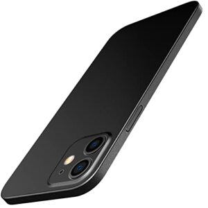 jetech ultra slim (0.35mm thin) case for iphone 12, 6.1-inch, camera lens cover full protection, lightweight, matte finish pp hard minimalist case, support wireless charging (black)