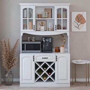 living skog galiano 73'' pantry buffet white buffet with wine rack drawer and hutch