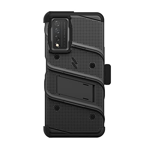 ZIZO Bolt Bundle for REVVL V Plus 5G Case with Screen Protector Kickstand Holster Lanyard - Black