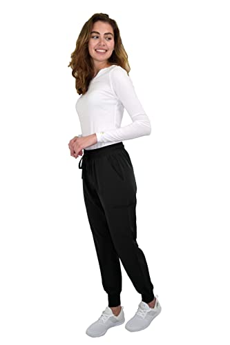 Green Town Women's Medical Nursing Jogger Scrub Pant GT Performance-Black-X-Large